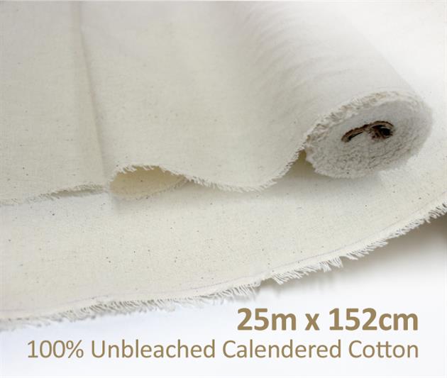 Calico 25m roll 100% Unbleached Calendered Cotton - 60 inch width ...