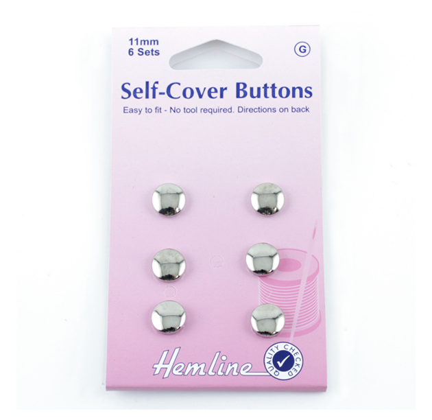 Button Self Covered Metal 11mm by Hemline in Button Range