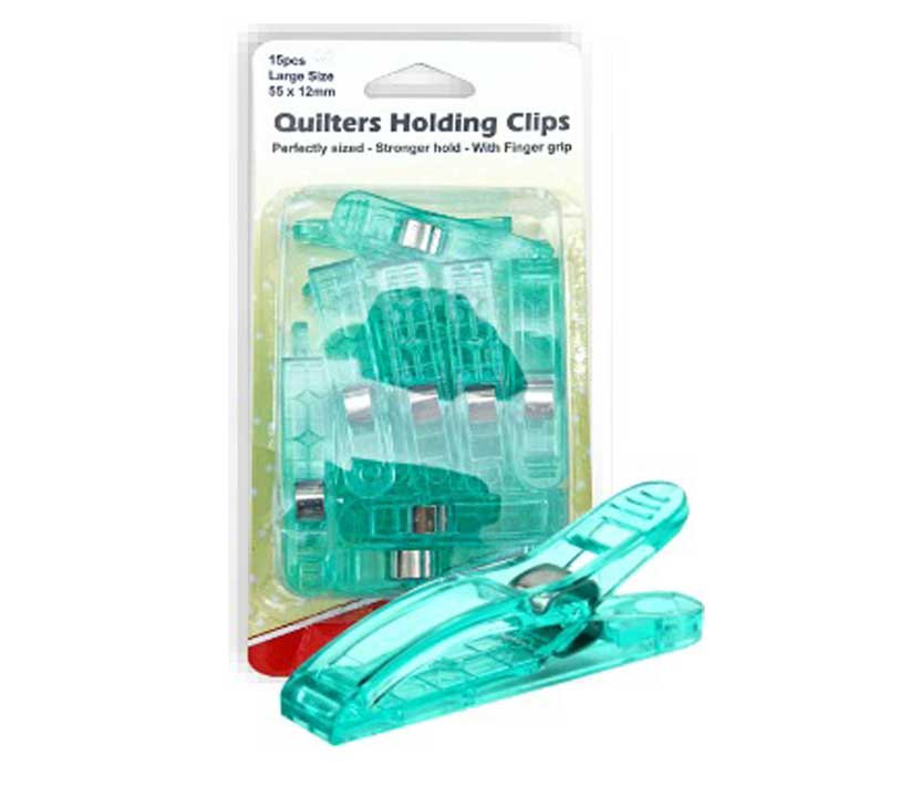 Sew Easy - Quilt Clips 52 x 12mm 15pcs - green clips in hang sell pack ...